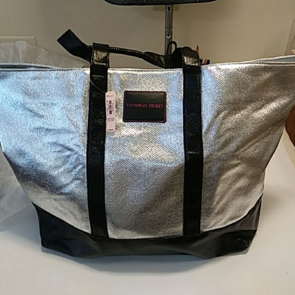 Victoria's Secret | Bags | Newlarge Victorias Secret Metallic Canvas ...